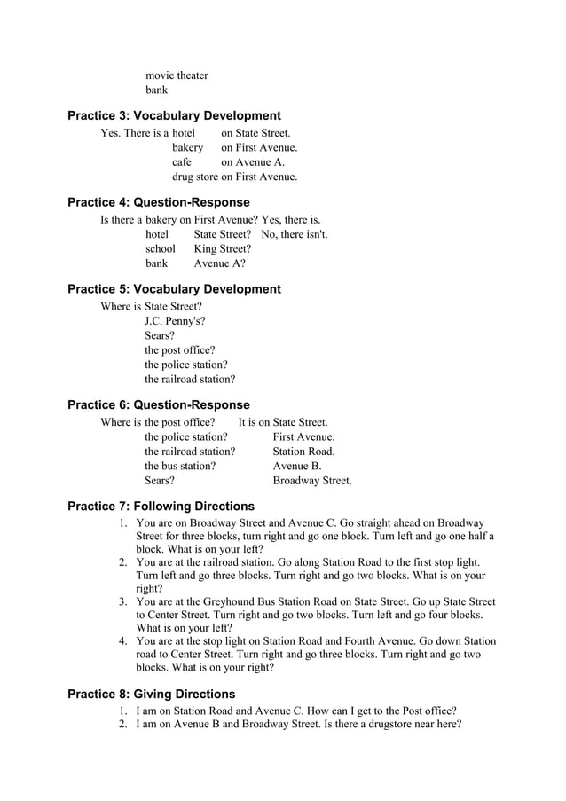 Word list of asking and giving directions plus dialogues | PDF