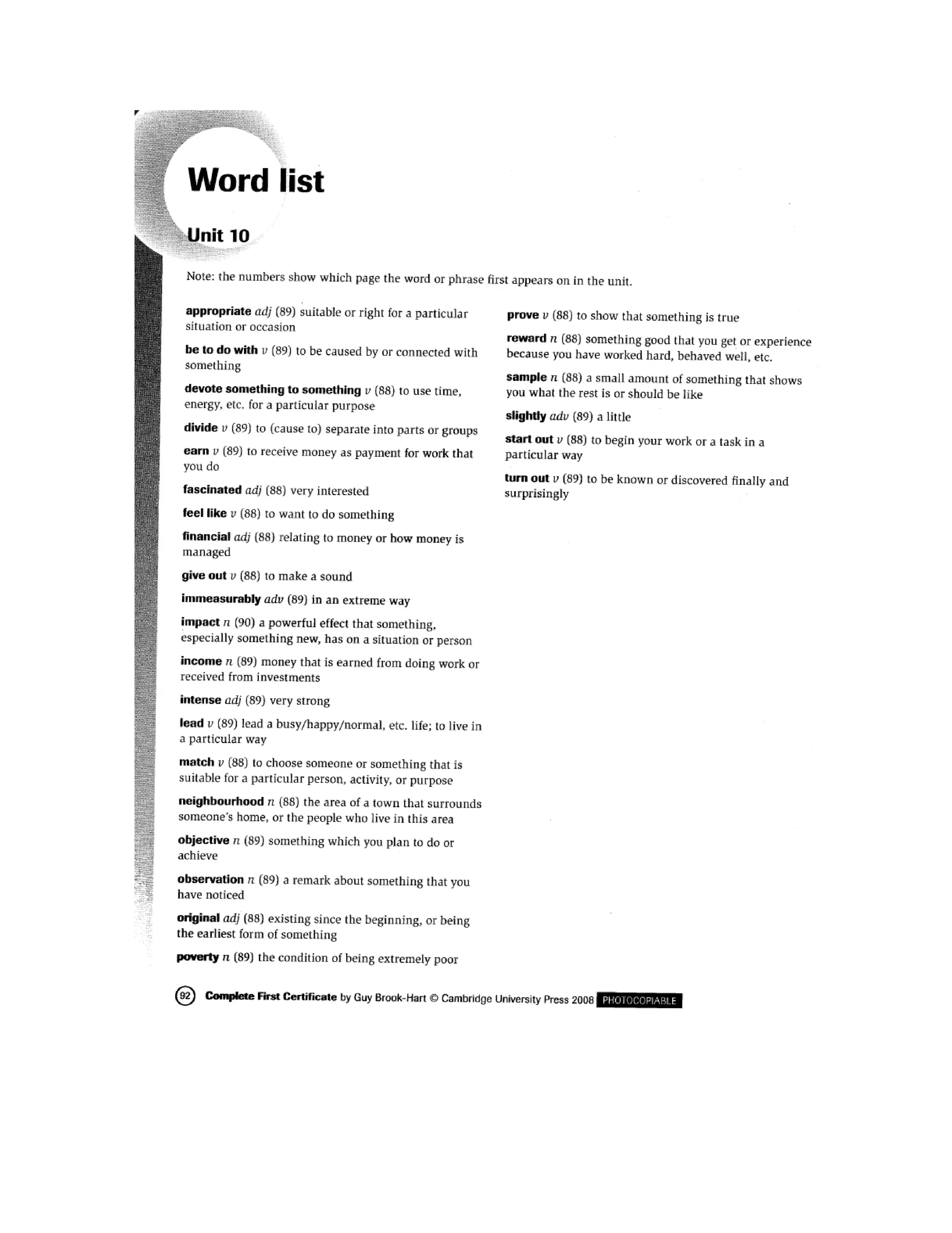 Word list unit 10 | PDF