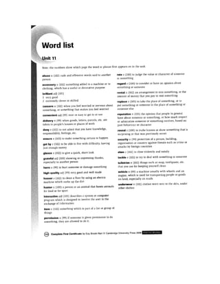 Word list unit 11 | PDF