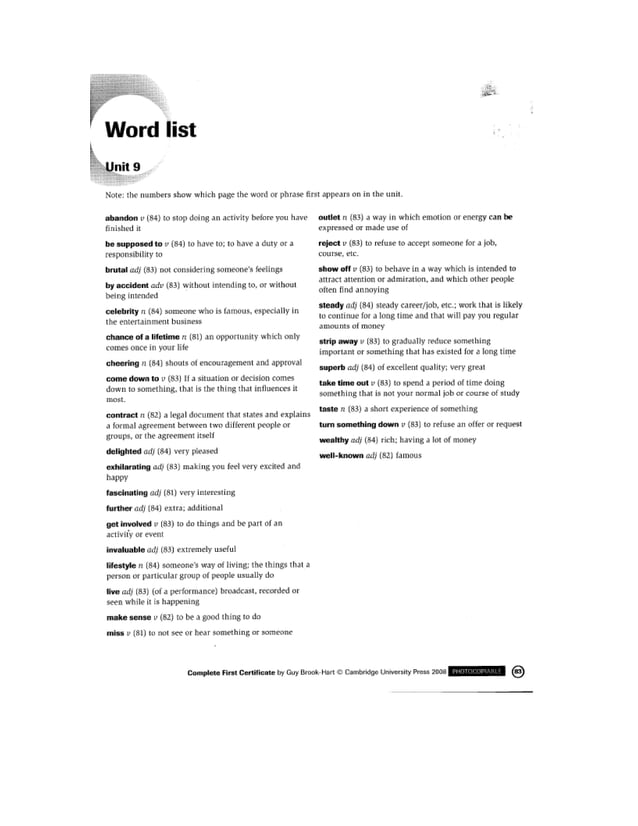 Word list unit 9 | PDF