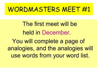 Wordmasters intro slide show | PPT