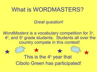 Wordmasters intro slide show | PPT