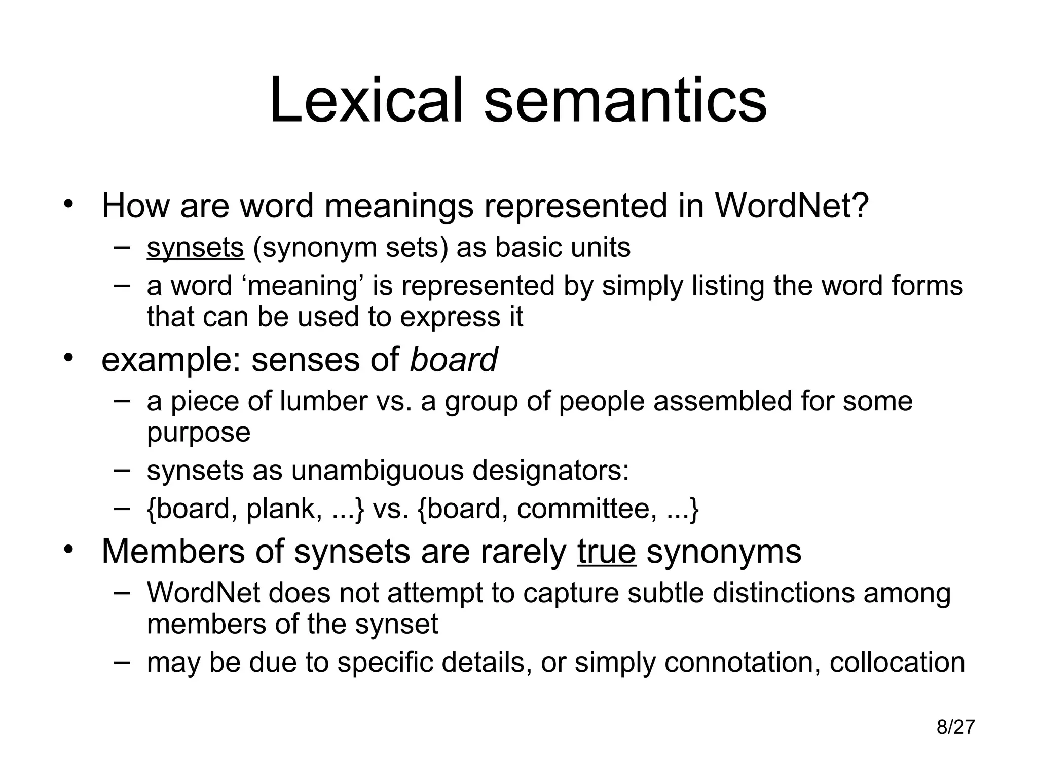 WORDNET: A Database of Lexical Relations | PPT
