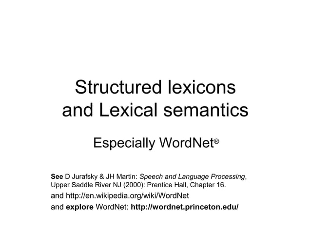 WORDNET: A Database of Lexical Relations | PPT