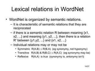 WORDNET: A Database of Lexical Relations | PPT