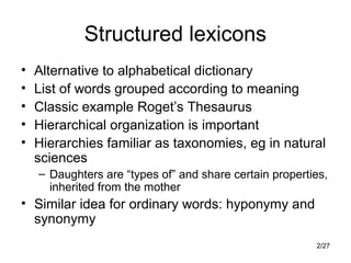 WORDNET: A Database of Lexical Relations | PPT