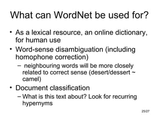 WORDNET: A Database of Lexical Relations | PPT