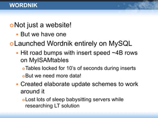 Migrating from MySQL to MongoDB at Wordnik | PPT