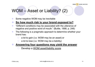 Word of Mouth – Asset or Liability | PPT