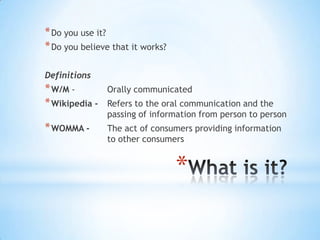 Word of Mouth Theory | PPTX