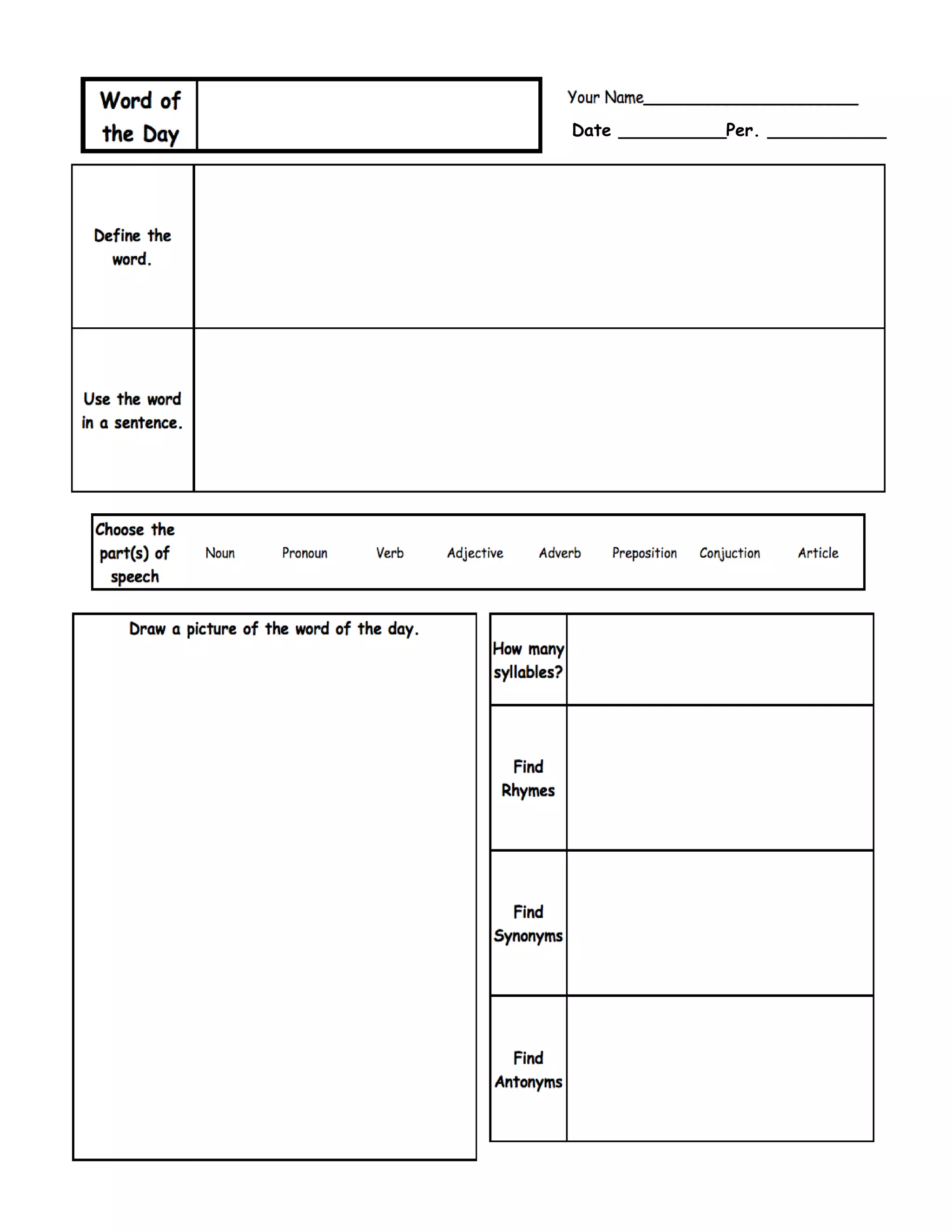 Word of the day graphic organizer | PDF