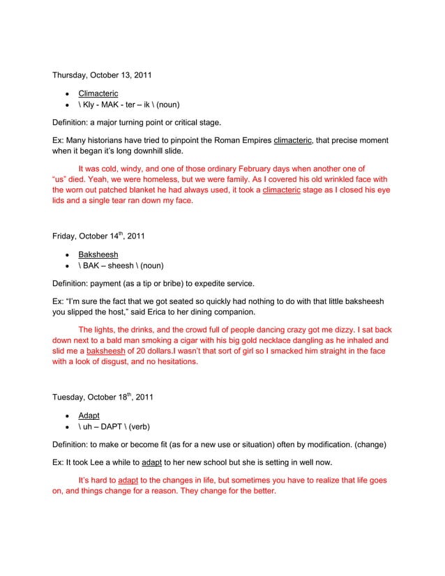 Kim's Word of the day sentences | DOCX