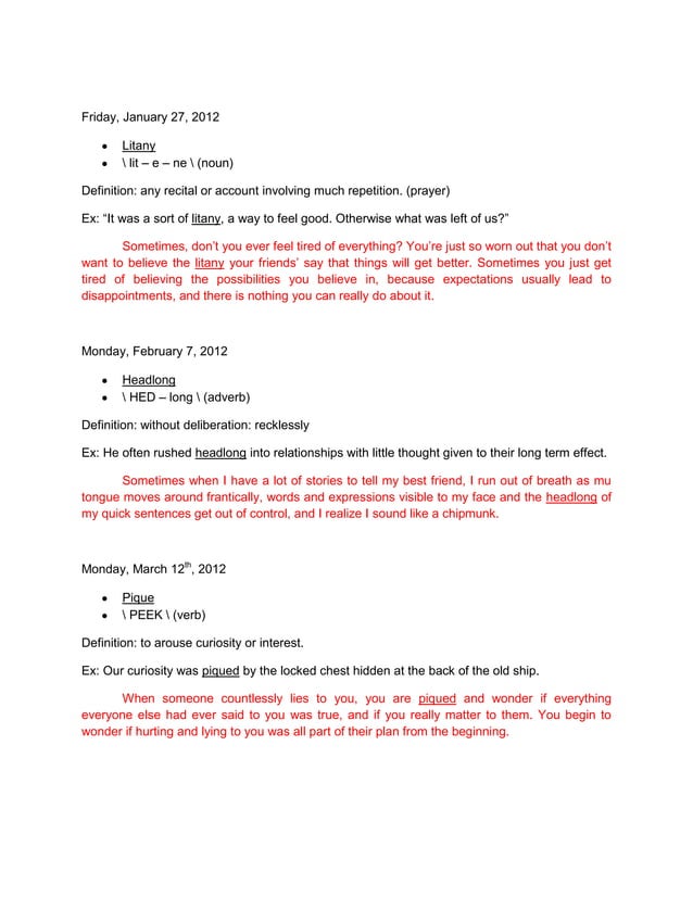 Kim's Word of the day sentences | DOCX