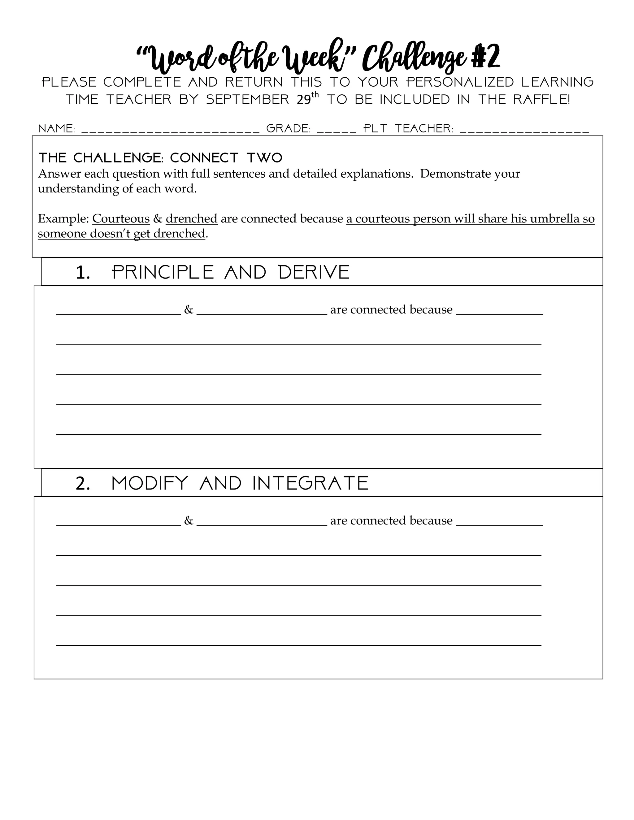 Word of the Week Challenges | PDF