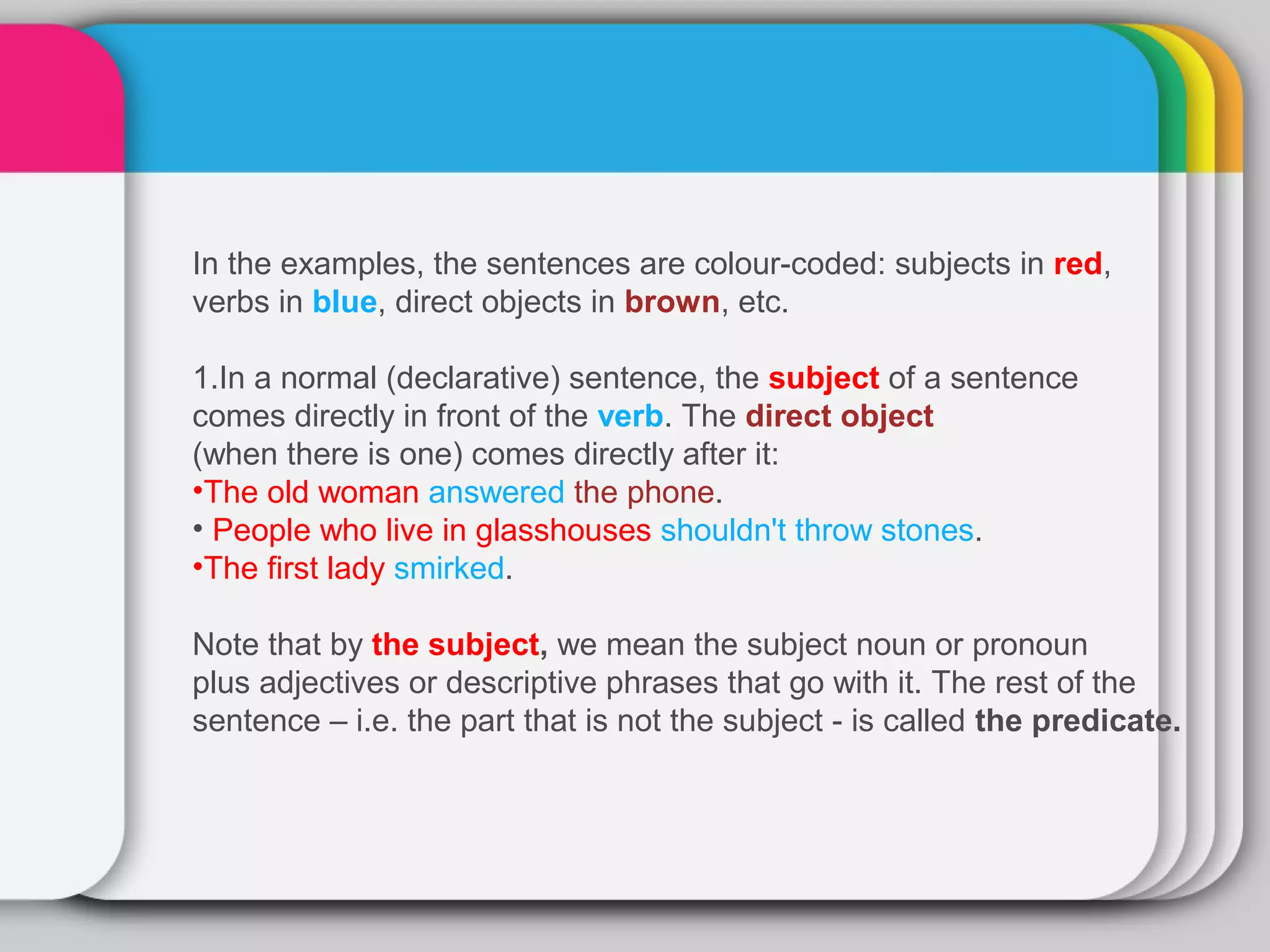 Word order in declarative sentences in english | PPT