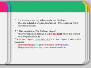 Word order in declarative sentences in english | PPT