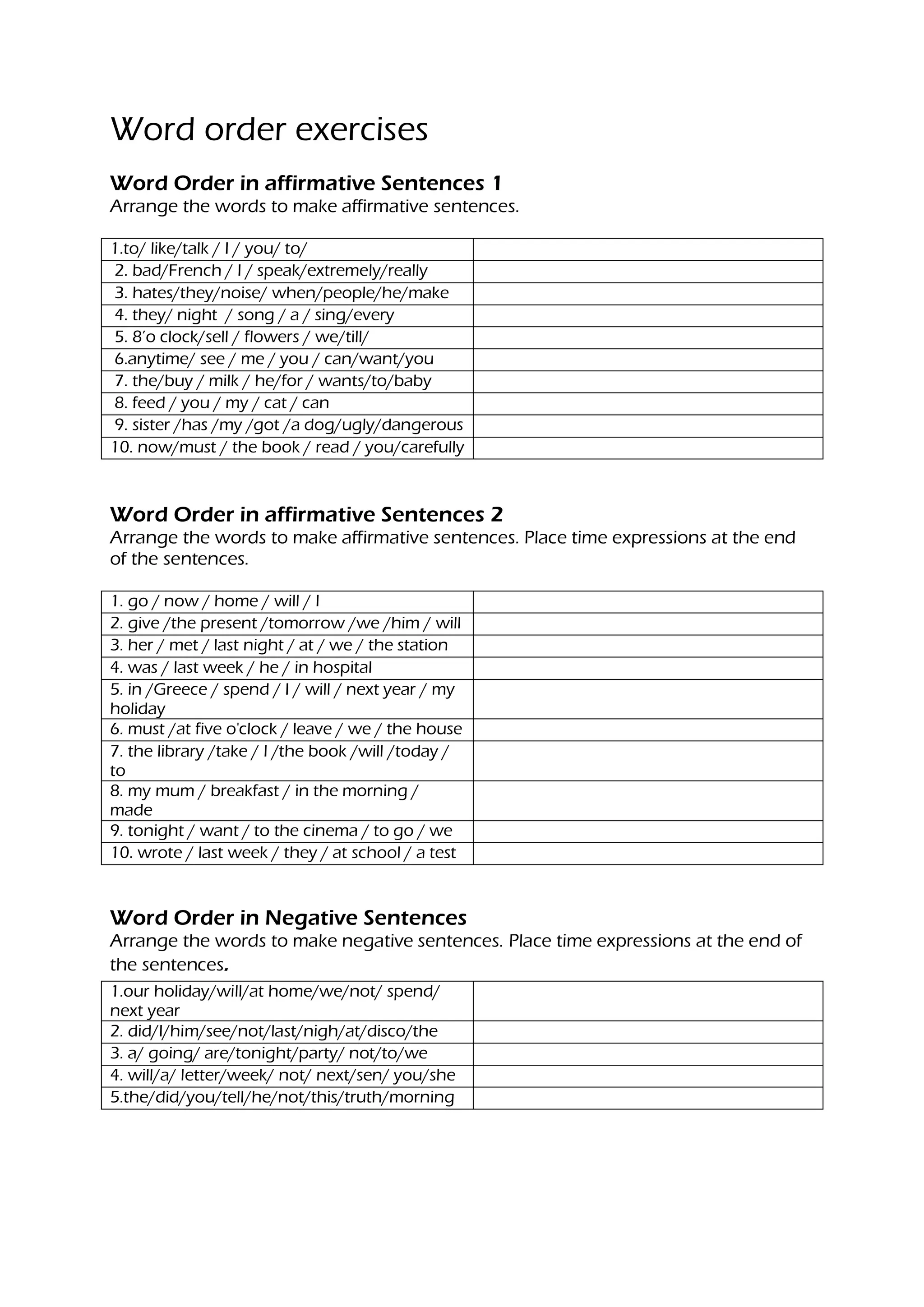 Word Order in English presentation complete | PDF