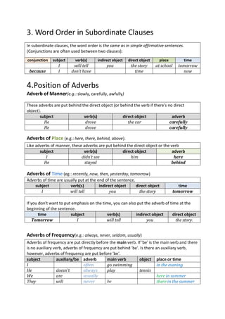 Word Order in English presentation complete | PDF