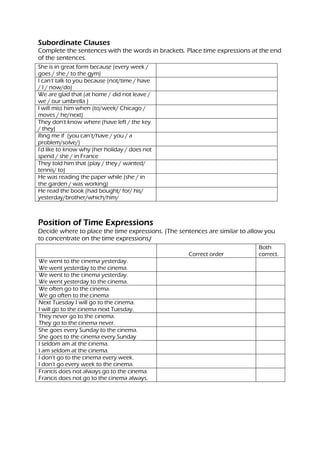 Word Order in English presentation complete | PDF