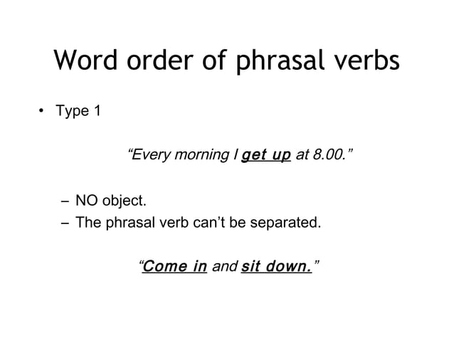 Word order of phrasal verbs | PPT