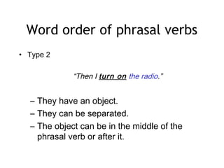 Word order of phrasal verbs | PPT