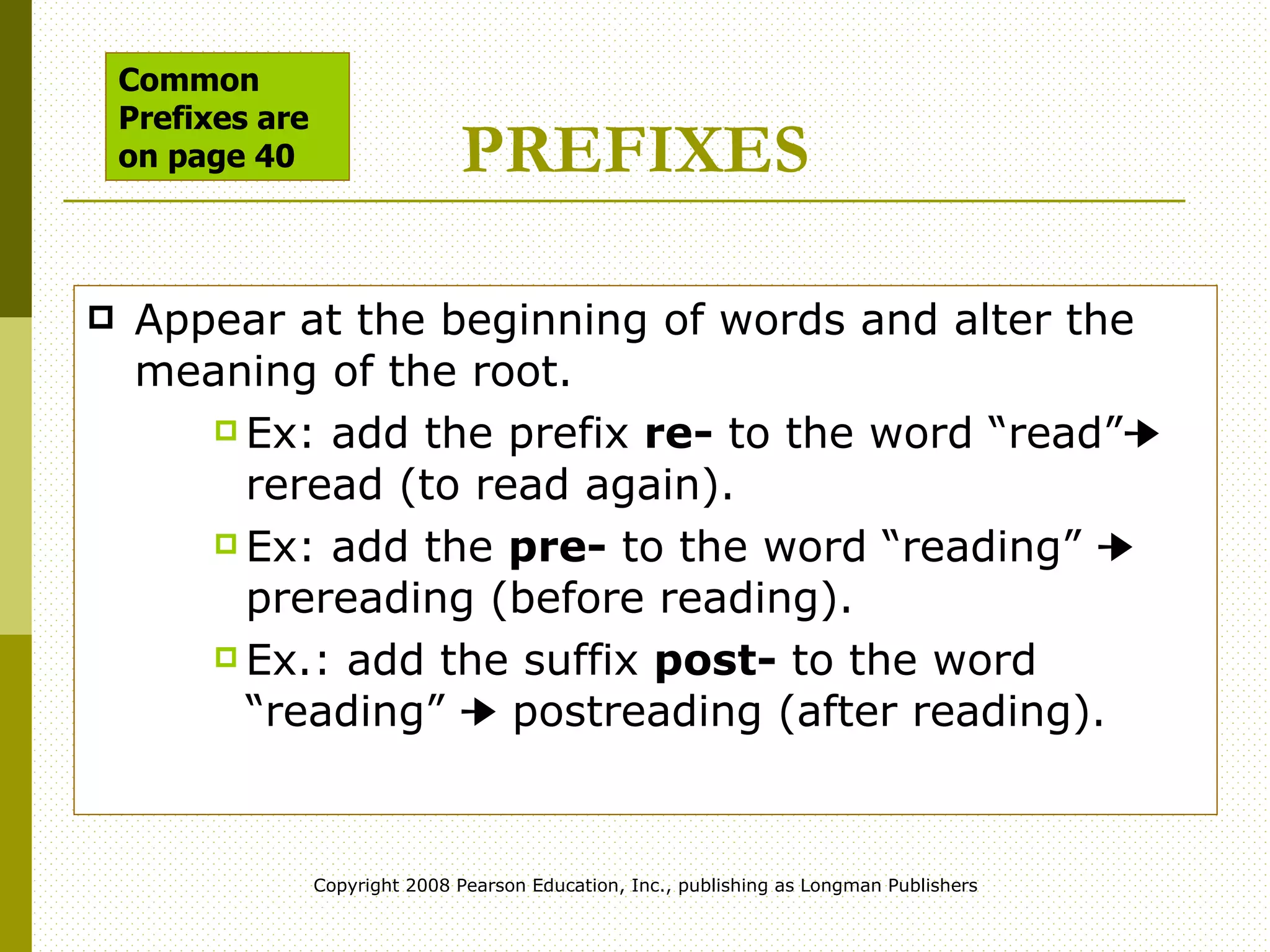 Word Parts from Textbook | PPT