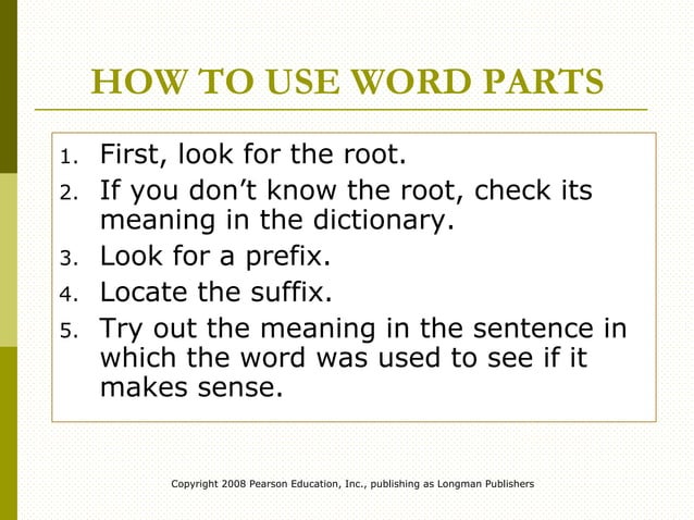 Word Parts from Textbook | PPT