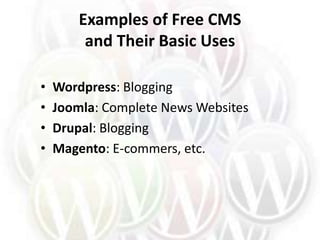 Wordpress, a complete web cms | PPT