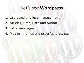 Wordpress, a complete web cms | PPT