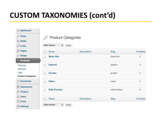 Wordpress custom-posttype | PPTX | Web Development | Internet