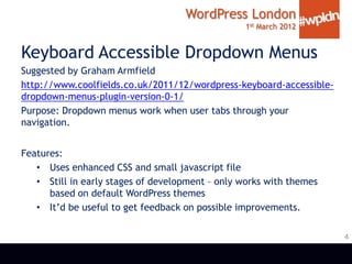 WordPress London - Favourite Plugins - March 2012 | PPT