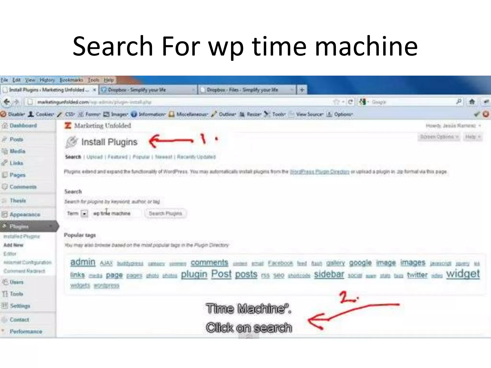 Wordpress back up files using dropbox | PPT