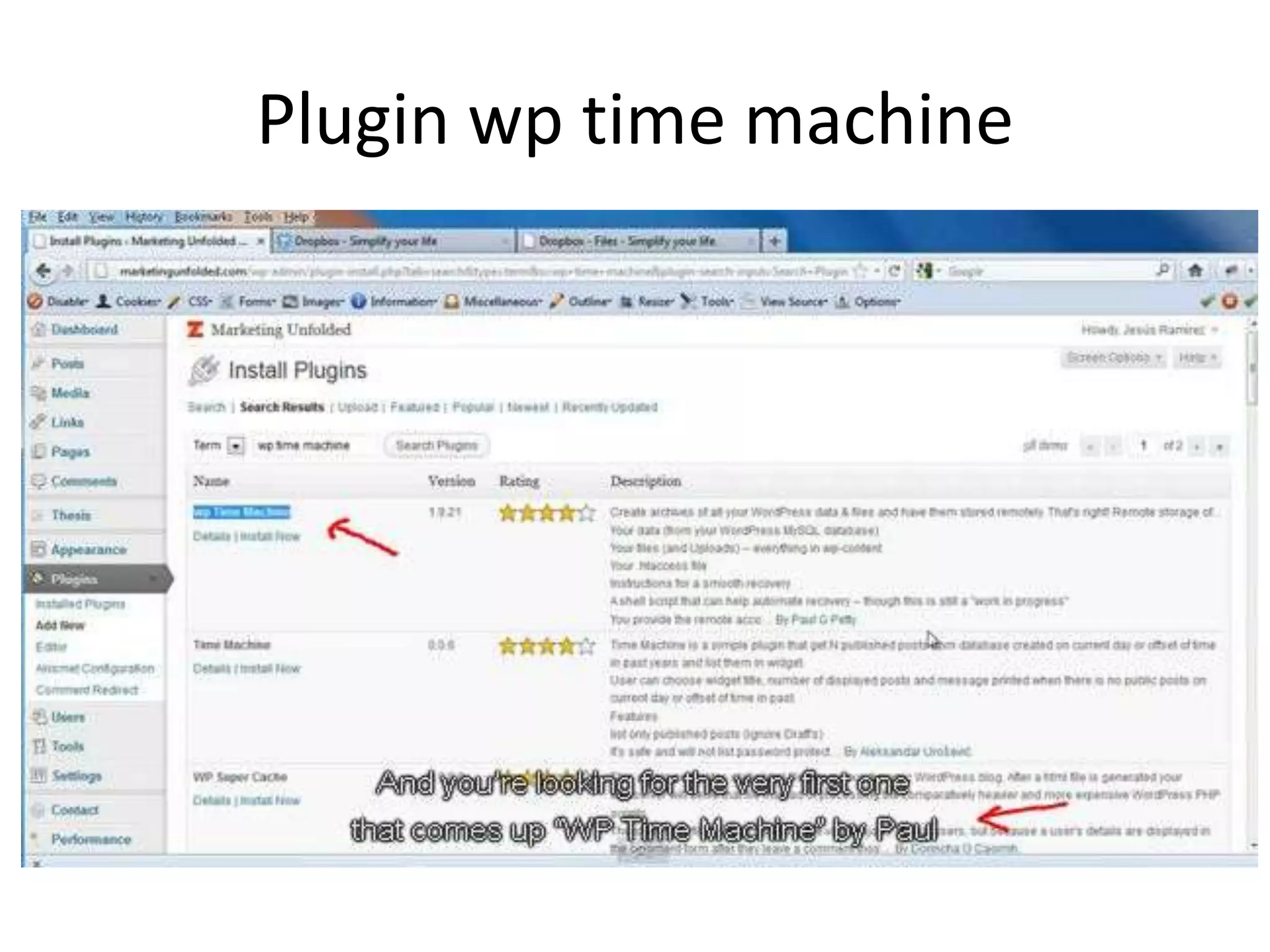 Wordpress Back Up Files Using Dropbox Pptx Internet Computing