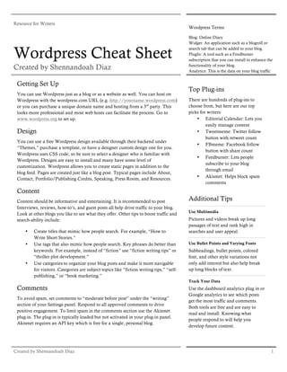 Wordpress Cheat Sheet