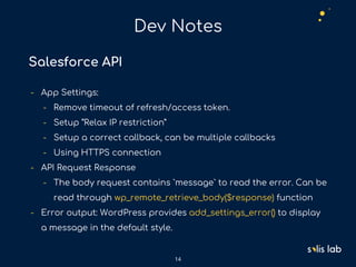 WordPress - Custom Page Settings + Salesforce API Integration | PPT