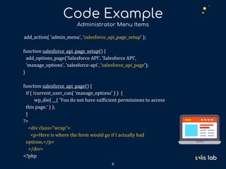 WordPress - Custom Page Settings + Salesforce API Integration | PPT
