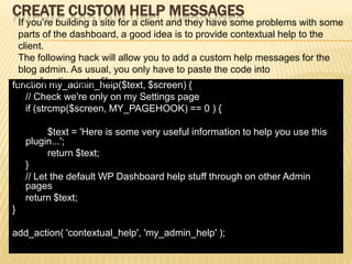 Top Wordpress dashboard hacks | PPT