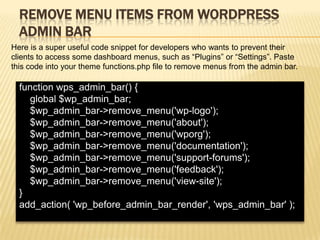 Top Wordpress dashboard hacks | PPT