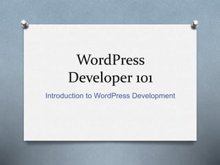 WordPress developer 101 | PPTX