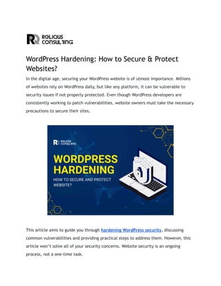 WordPress Hardening: Strategies to Secure & Protect Your Website | PDF | Web Hosting | Internet