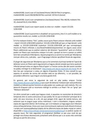 Wordpress i detecció de malware en servidors linux | PDF