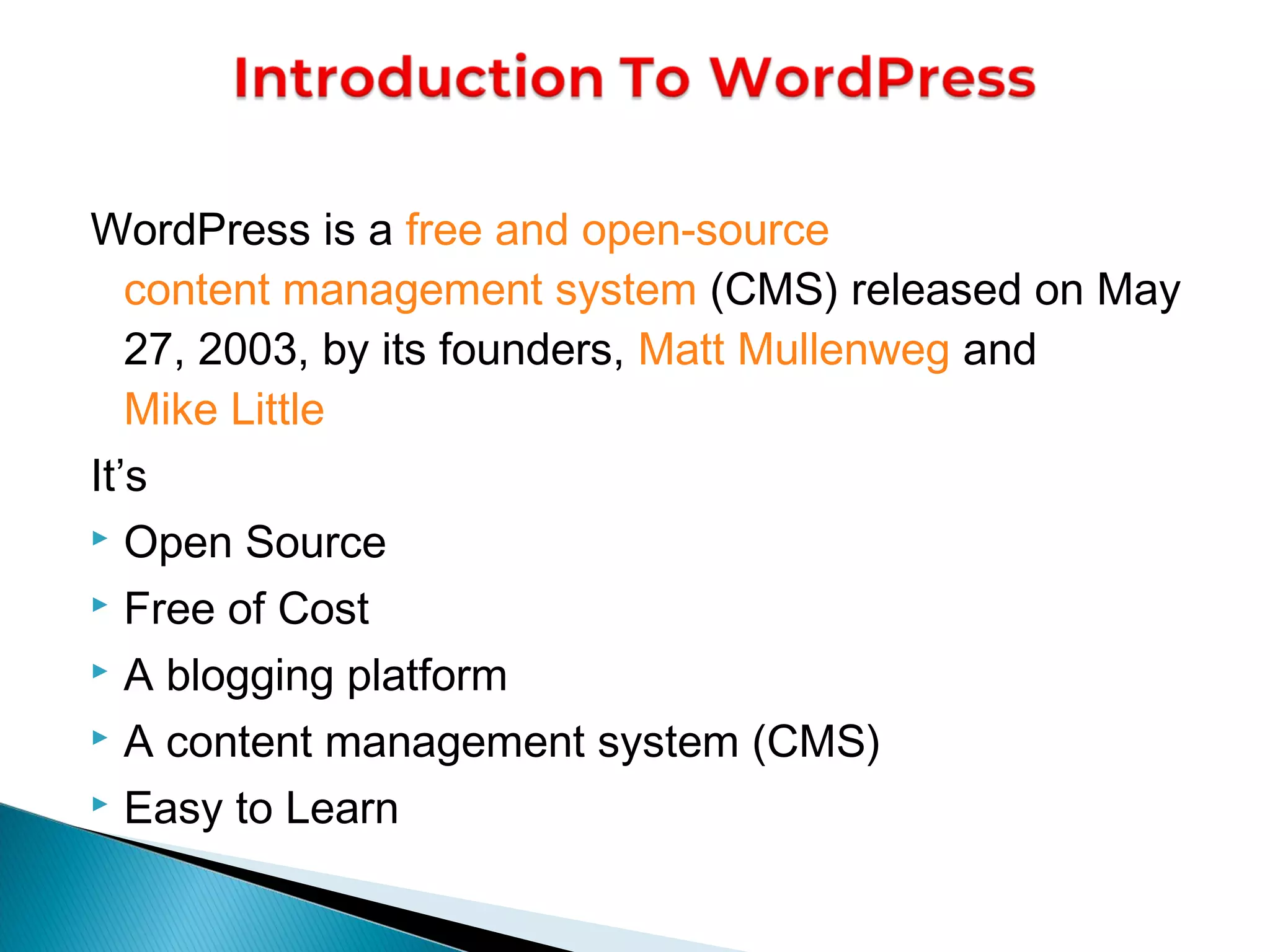 Introduction to WordPress & Theme Development | PPT