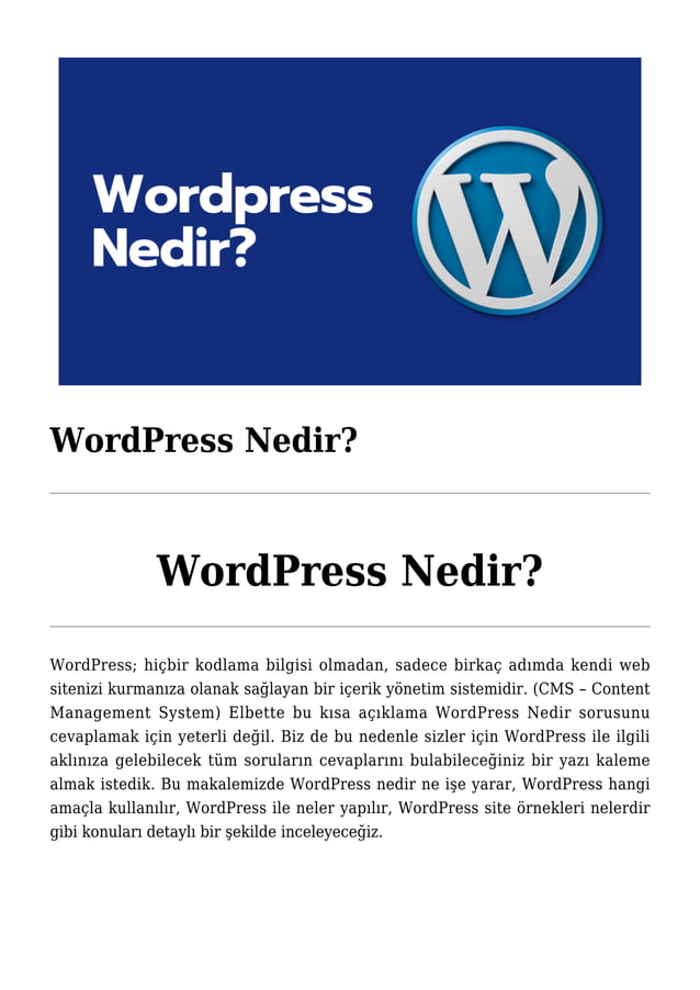 Wordpress nedir | PDF