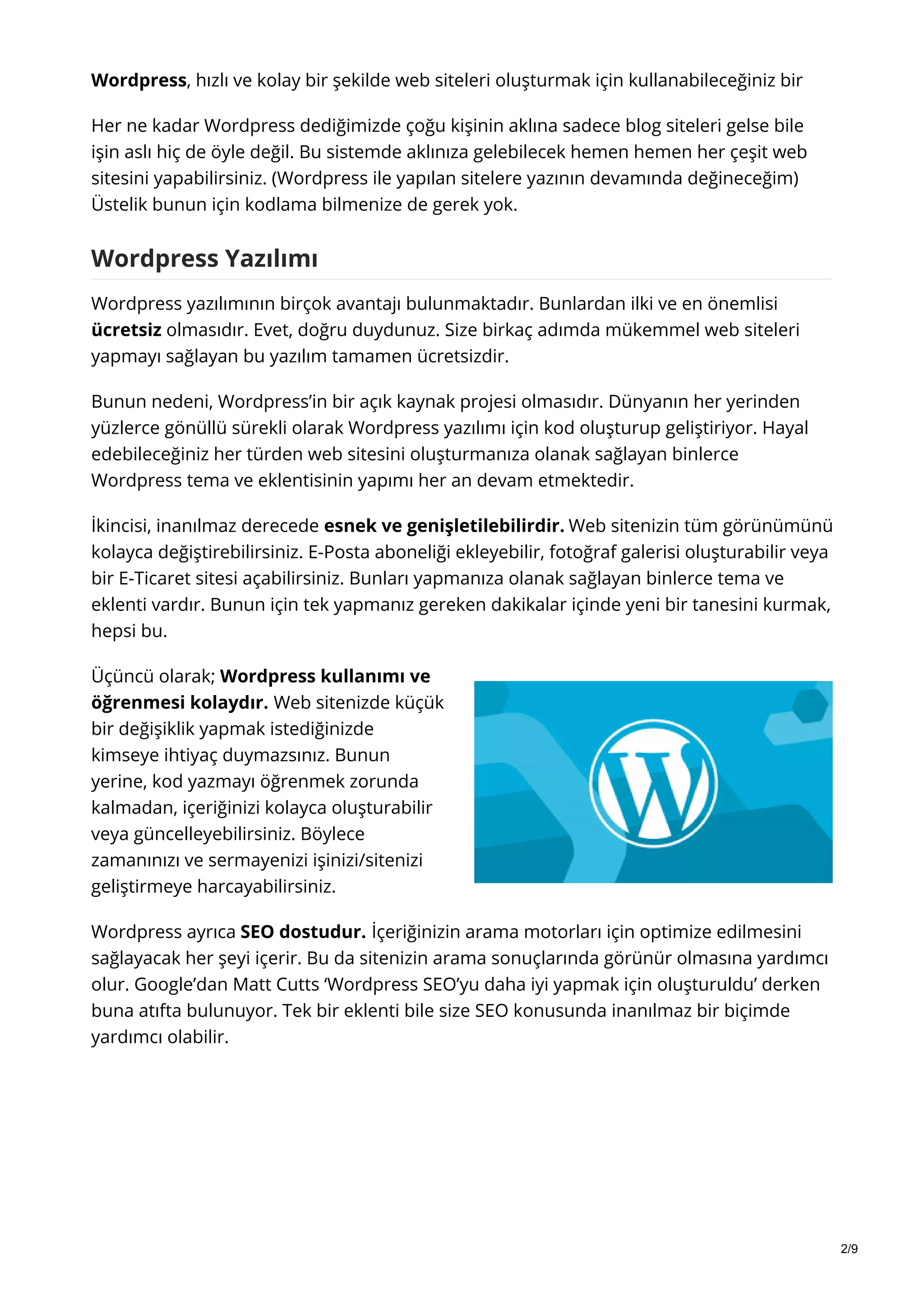 Wordpress Nedir Ne İşe Yarar? | PDF
