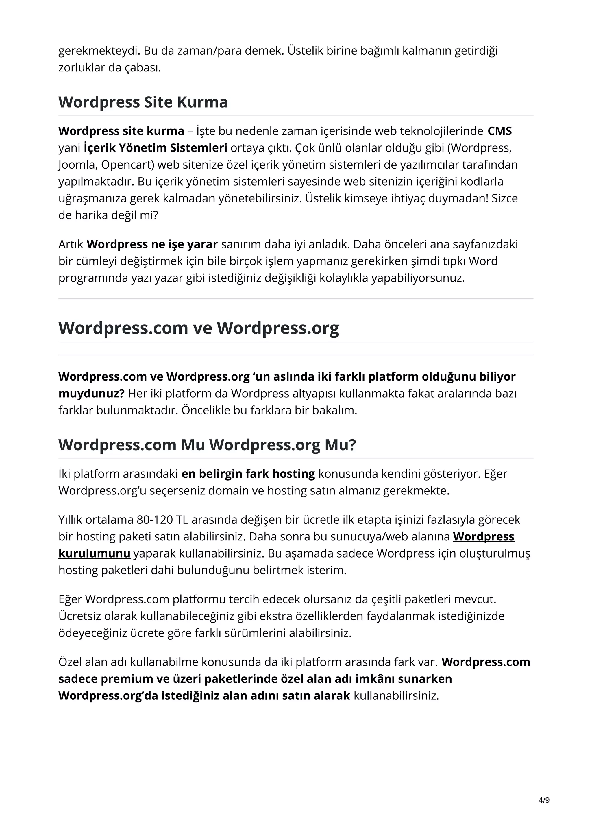 Wordpress Nedir Ne İşe Yarar? | PDF