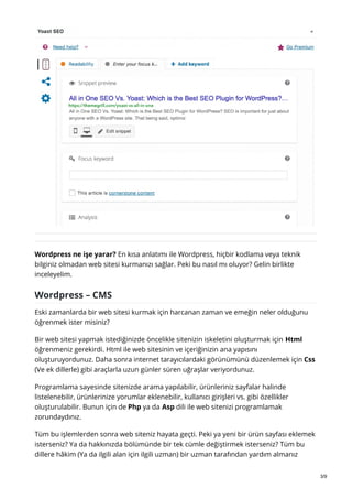 Wordpress Nedir Ne İşe Yarar? | PDF