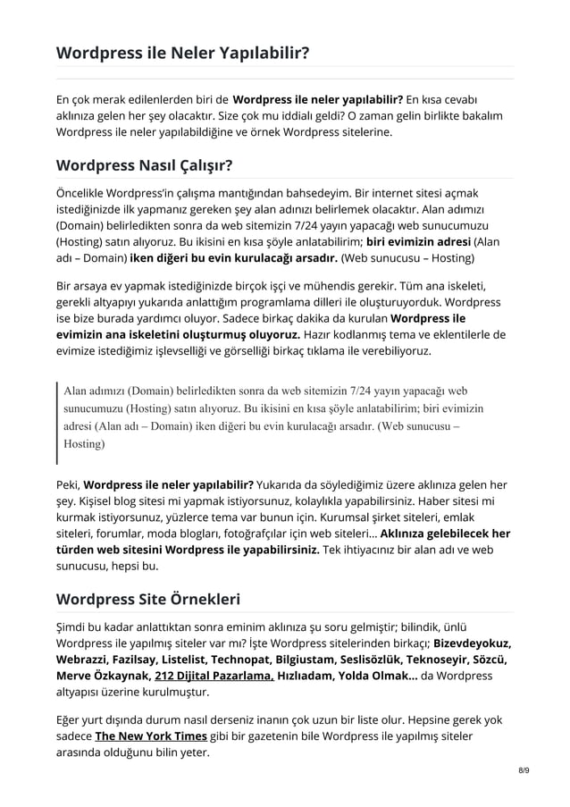 Wordpress Nedir Ne İşe Yarar? | PDF