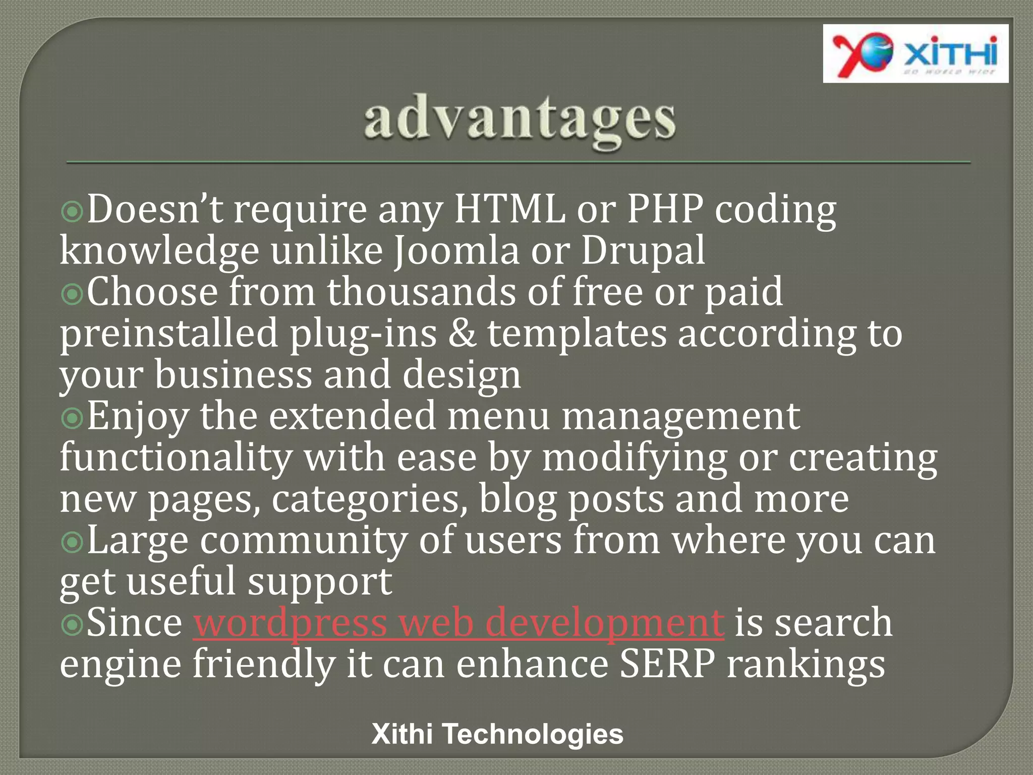 Advantages & Disadvantages of Wordpress | PPT Advantages & Disadvantages of Wordpress | PPT