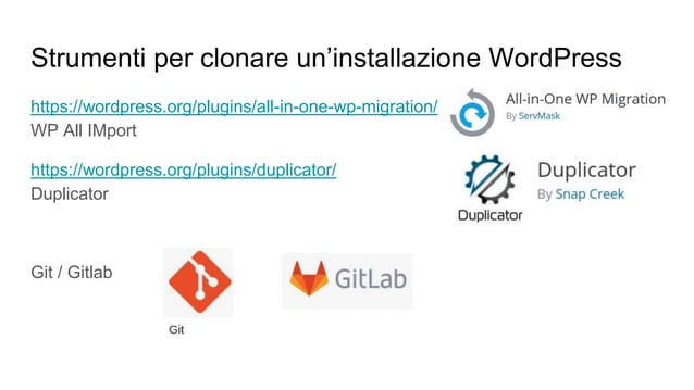 WordPress staging e produzione | PPT