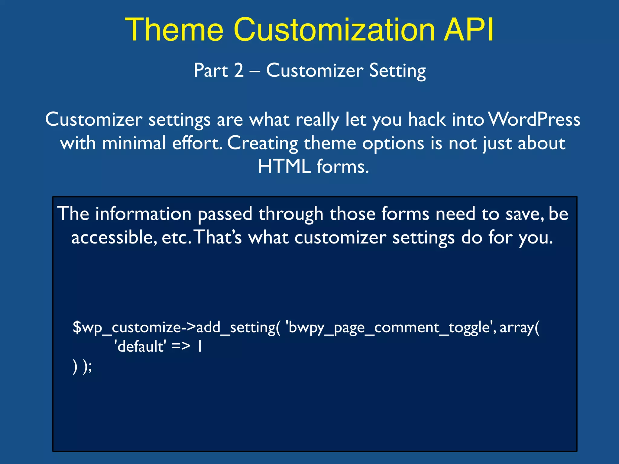 WordPress Theme Workshop: Customizer | PDF